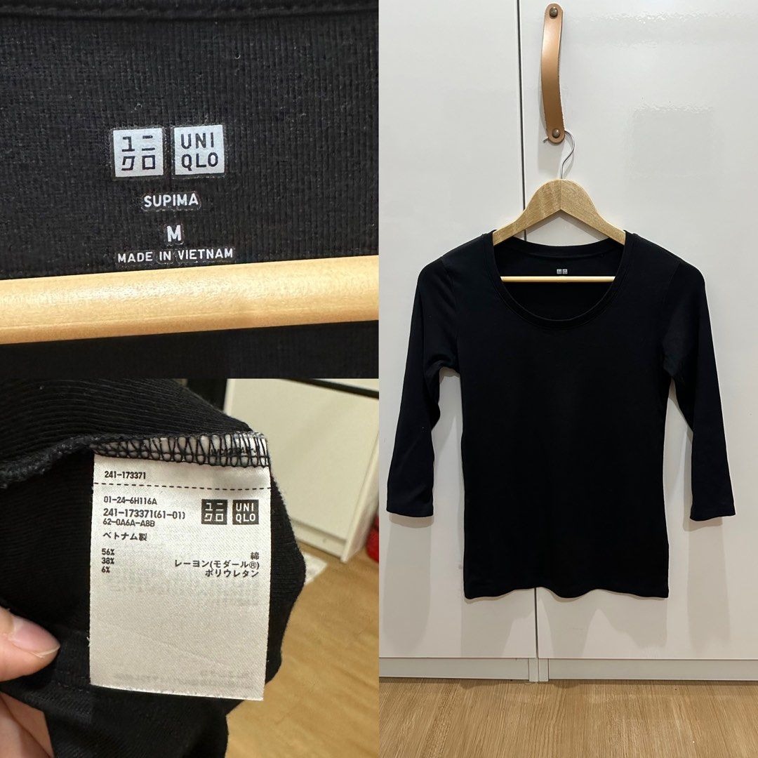 W Uniqlo Supima cotton long sleeve 01010, Women's Fashion, Tops, Longsleeves on Carousell