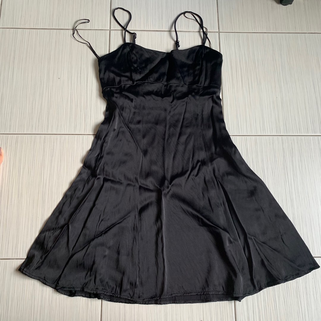 Zara black Satin dress, Women's Fashion, Dresses & Sets, Dresses on ...