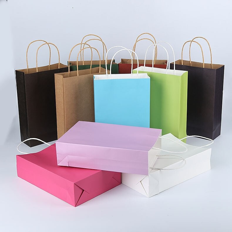 10 PCS Set Kraft Paper Bag Kids Birthday Party Gift Bag Goodie Bags ...