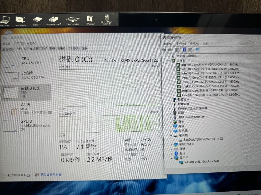 AVITA 型號：NS14A2 文書筆電/i5-8250U 8th/8GB DDR4 Ram/256GB SSD/14吋 1920*1080p ...