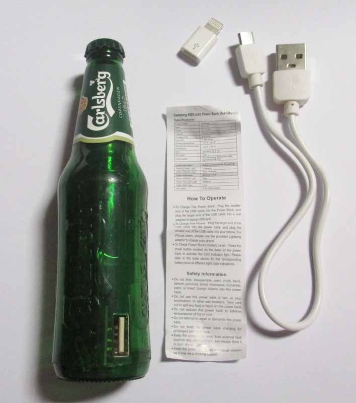 CARLSBERG BEER 4000 mAh POWER BANK Bottle Design with multi head USB ...