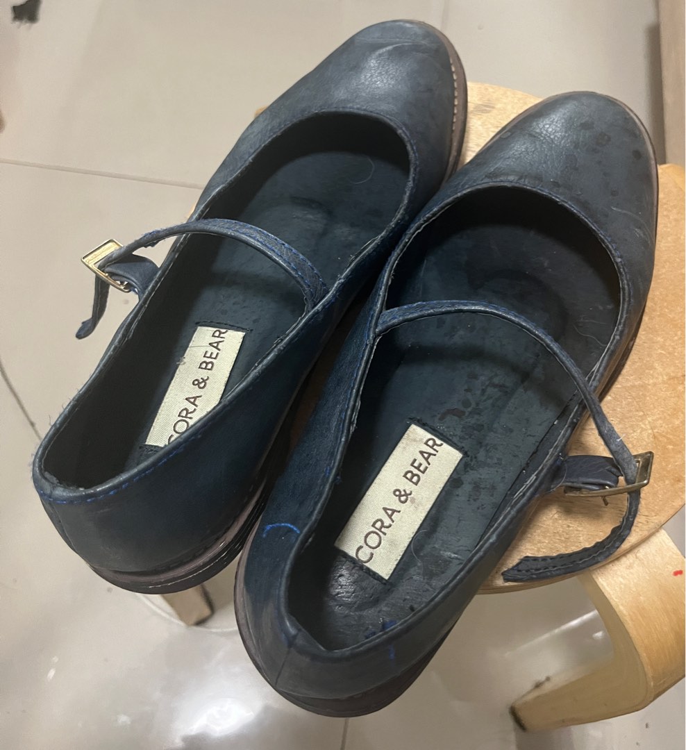 Custom Made Cora and Bear Mary Janes - Dark Blue, Women's Fashion ...