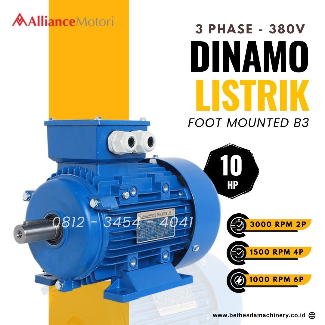 Dinamo 10 hp Elektro Motor 3 phase 7.5 kw 3000 RPM B3, Motor di Carousell