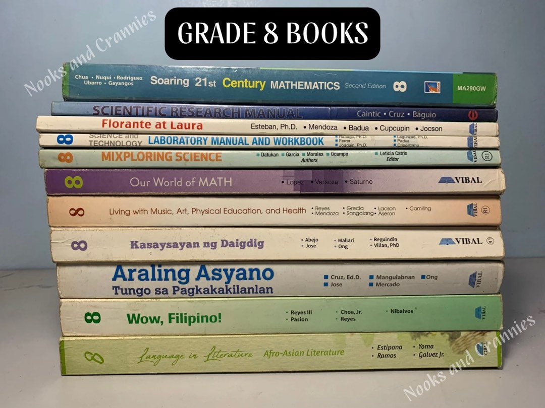GRADE 8 Books (English, Filipino, Math, Science, Research, AP, MAPEH ...