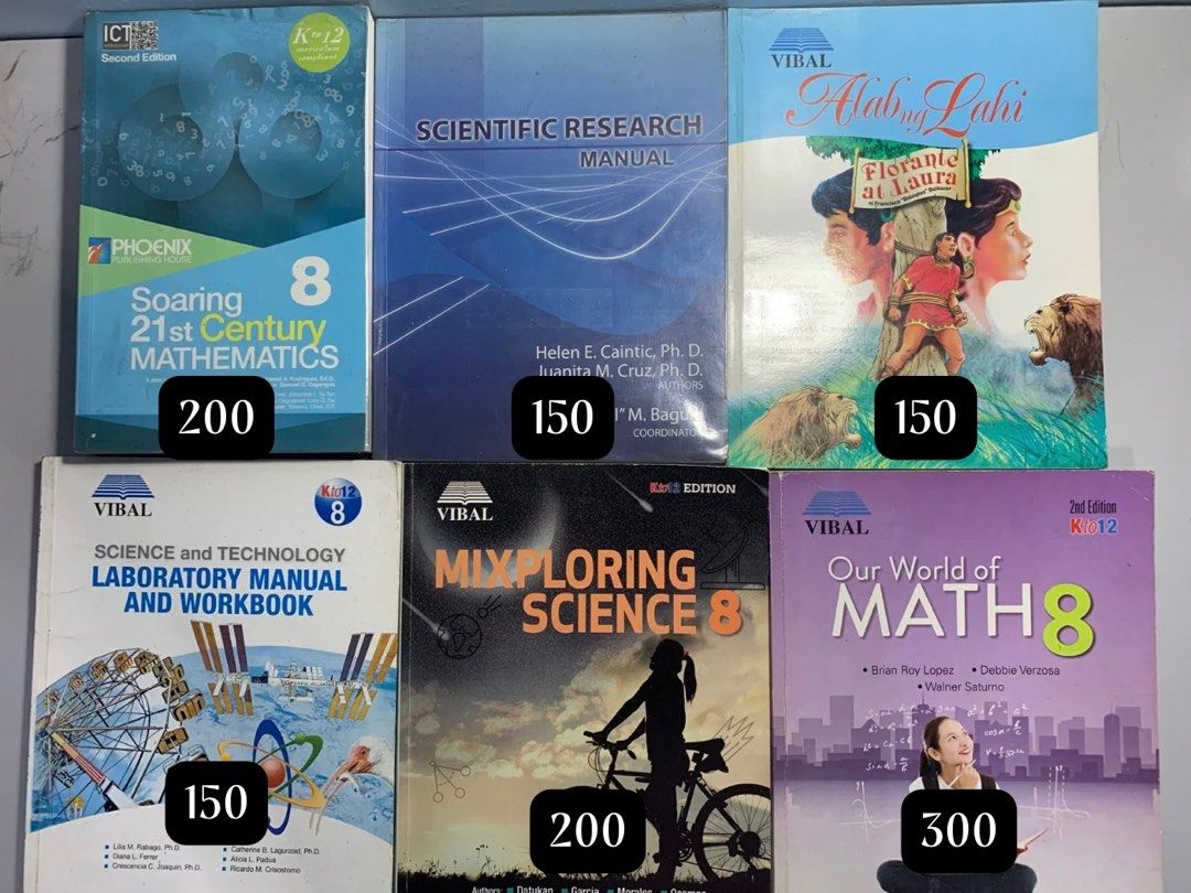 GRADE 8 Books (English, Filipino, Math, Science, Research, AP, MAPEH ...