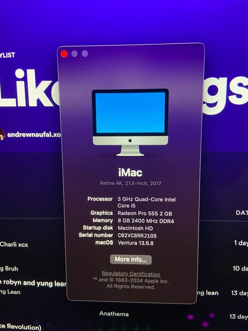 iMac 2017 21.5” Retina 4K Display 3.0Ghz Processor with 1TB Storage ...