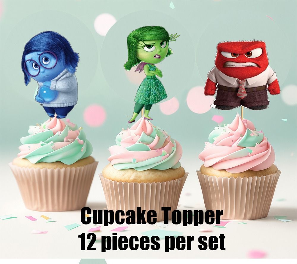Inside Out Cake Topper Happy Birthday Party Cupcake Toppers Gift Label ...