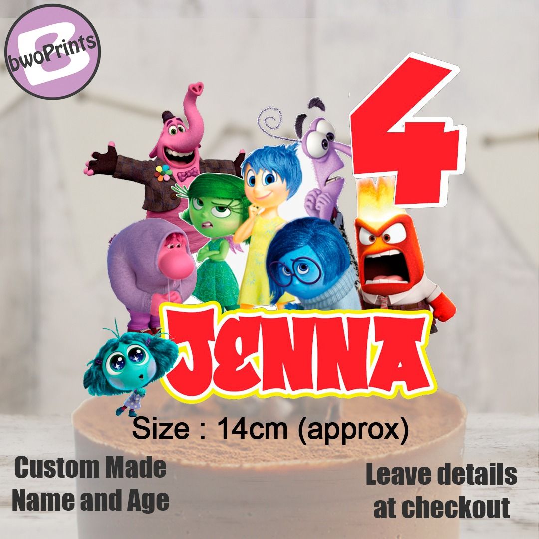 Inside Out Cake Topper Happy Birthday Party Cupcake Toppers Gift Label ...