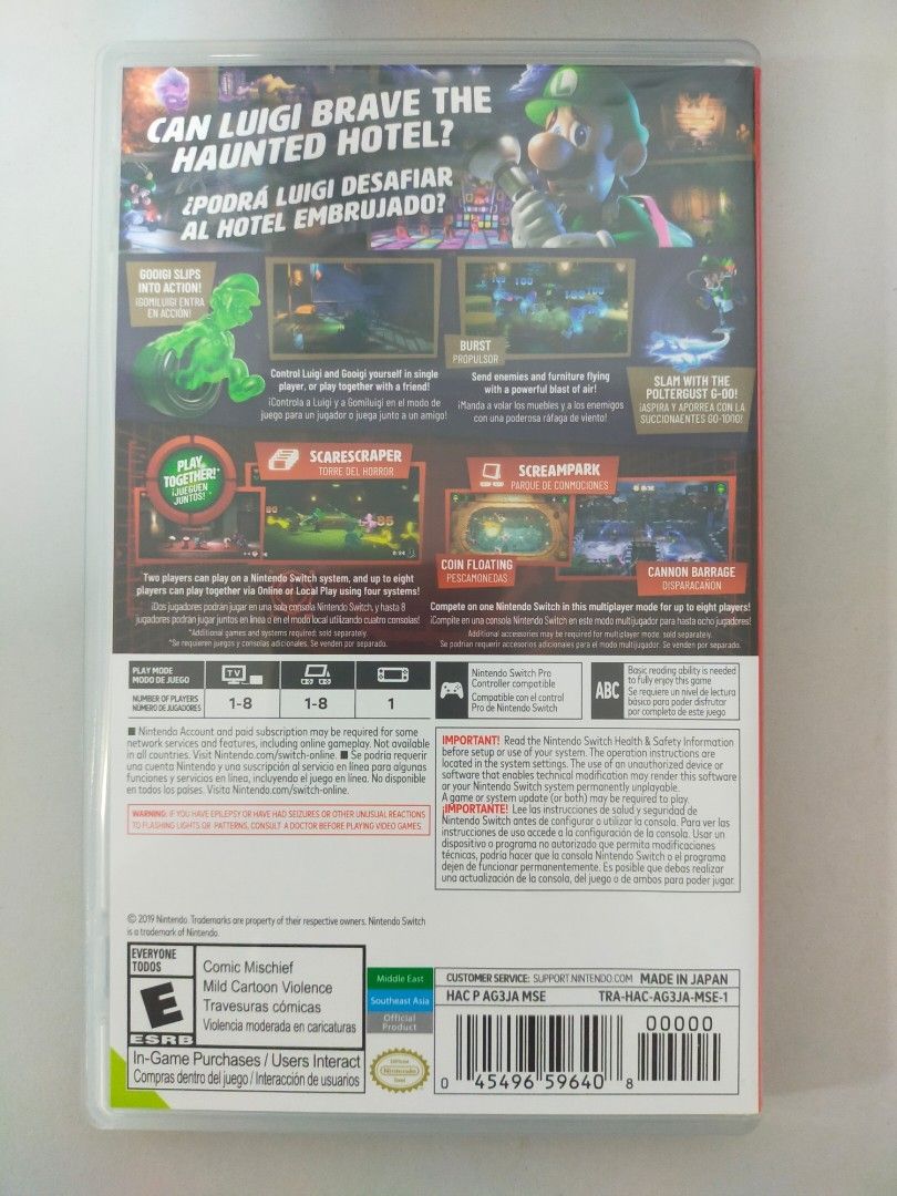 Luigi's 3 Mansion (Nintendo Switch Game) OLED V2 V1 Lite, Video Gaming ...