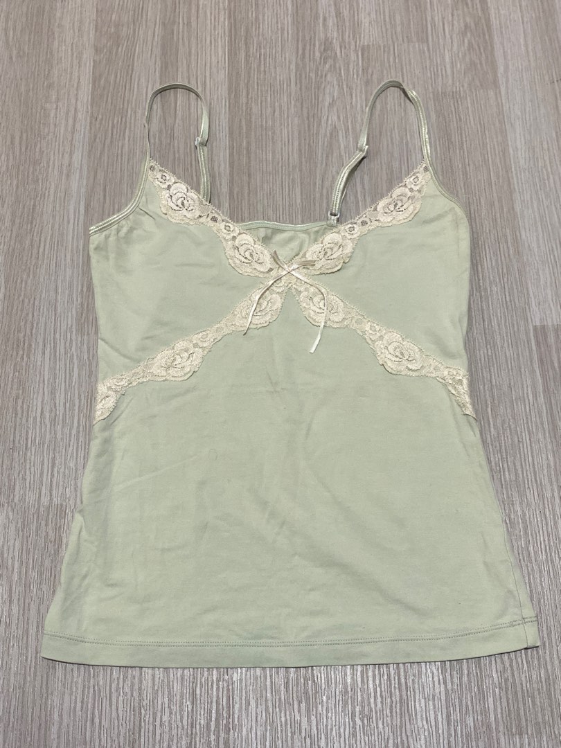 Matcha babydoll lace cami top y2k coquette fairycore cottagecore acubi ...