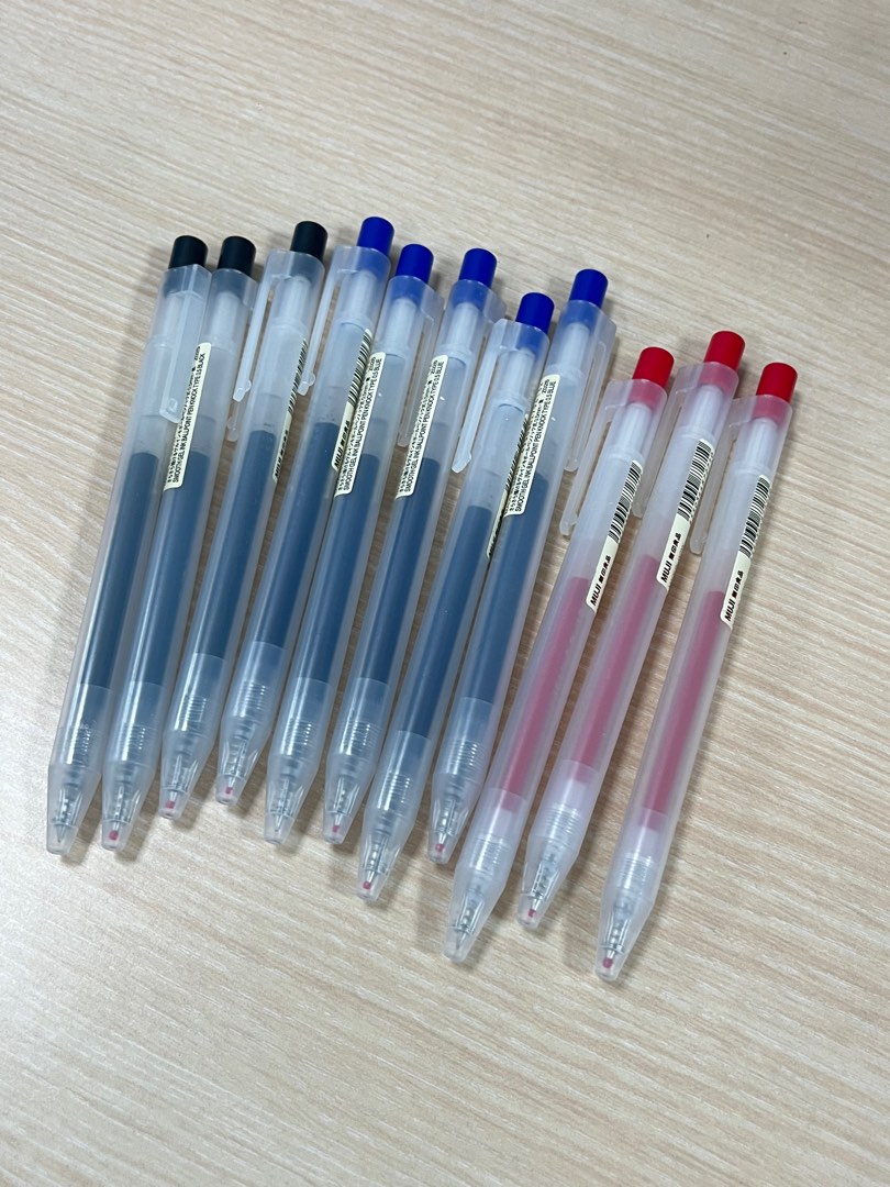 Muji Gel Ink Pen Knock Type - 0.5mm, Black Red Blue, Hobbies & Toys ...
