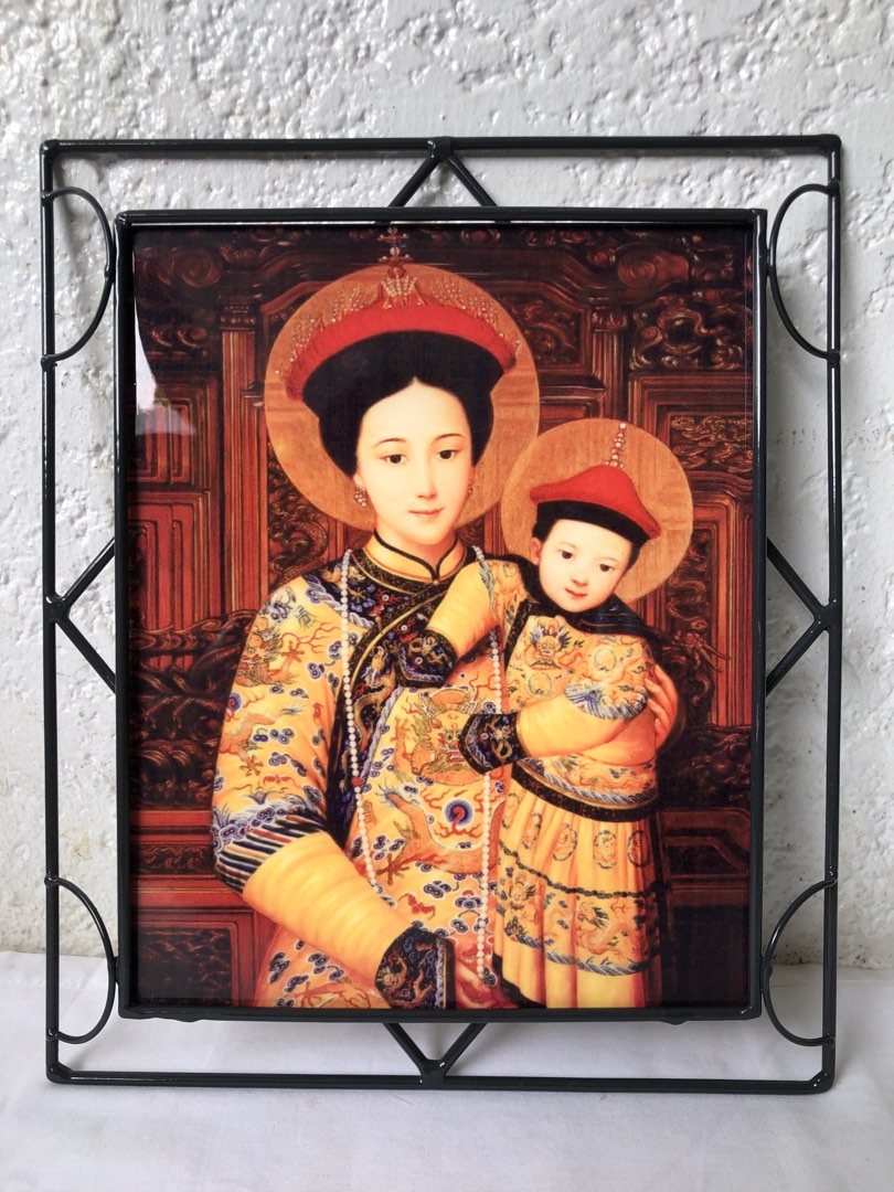 Our Lady of China / Chinese Virgin Mary and Child Jesus on Tile Wall ...