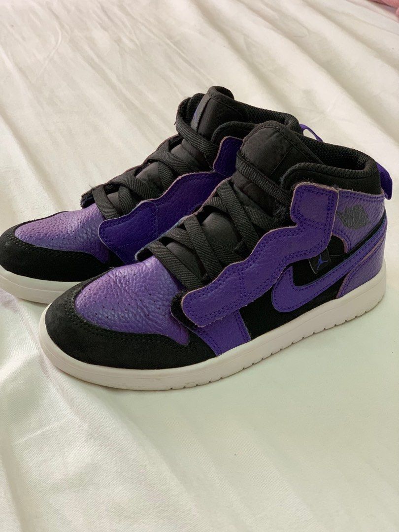 PRESCHOOL NIKE AIR JORDAN 1 MID ALT BLACK CONCORD VELCRO 20cm, Babies ...