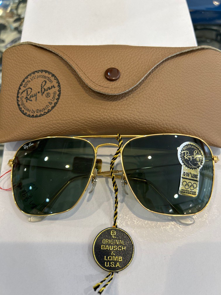 Ray ban USA caravan large Gold, Men's Fashion, Watches & Accessories ...