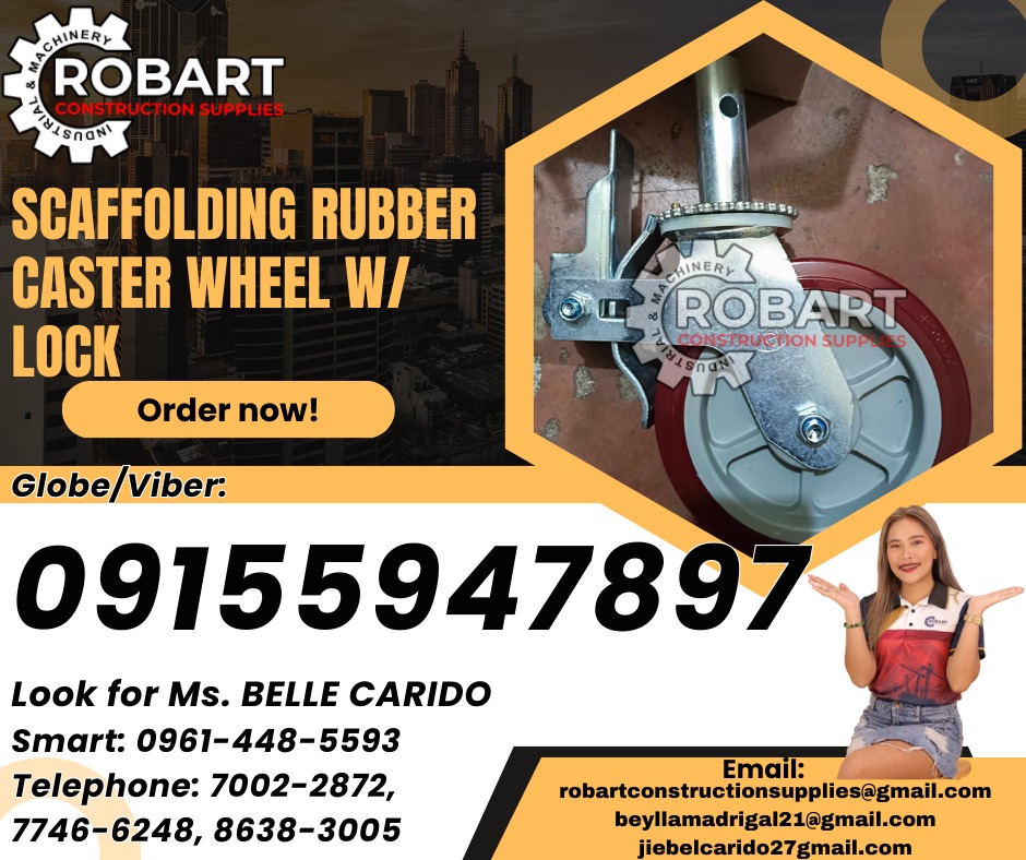 Scaffolding Rubber Caster Wheel w/ Lock, Commercial & Industrial ...