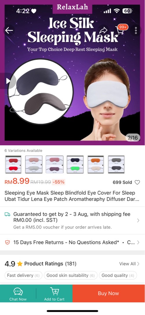 Sleeping Mask Blocks 100% Light, Women's Fashion, Watches & Accessories ...