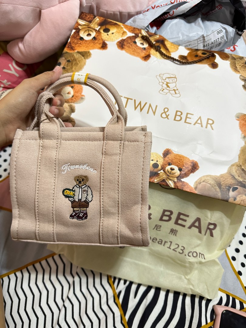 ttwn bear canvas tote, Women's Fashion, Bags & Wallets, Cross-body Bags ...