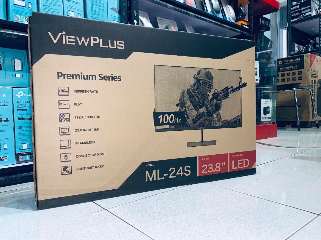 Viewplus 23.8" 100Hz FHD Frameless Flat Black ML-24S, Computers & Tech ...