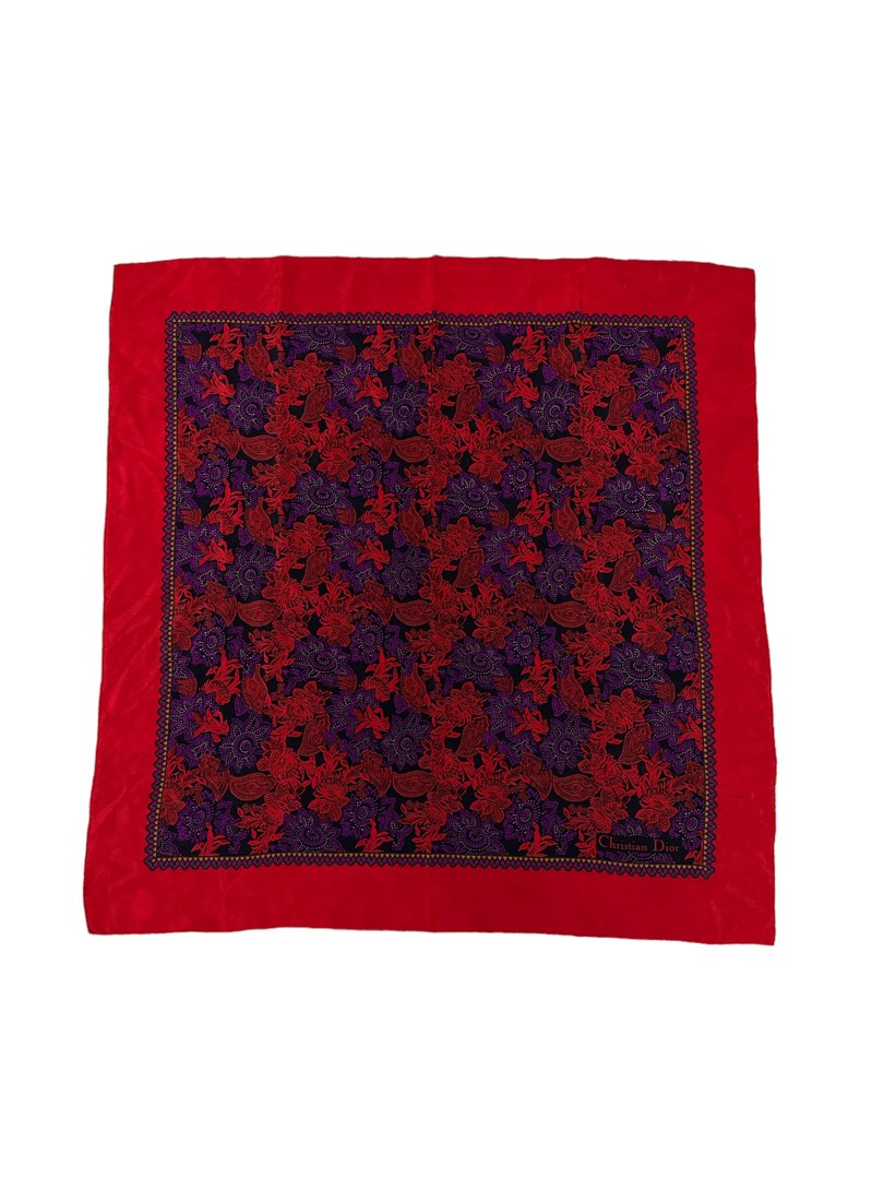 VINTAGE CHRISTIAN DIOR SPICY RED SILK SCARF, Women's Fashion, Watches ...