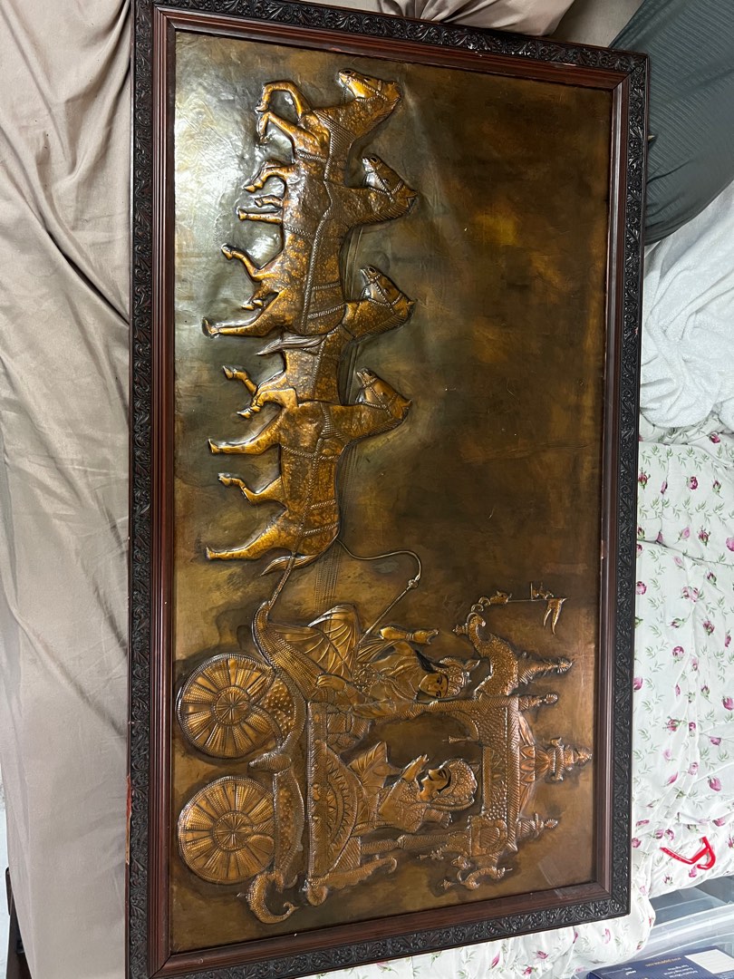 Vintage Copper Tooling Mural Oblique Portrait, Furniture & Home Living ...