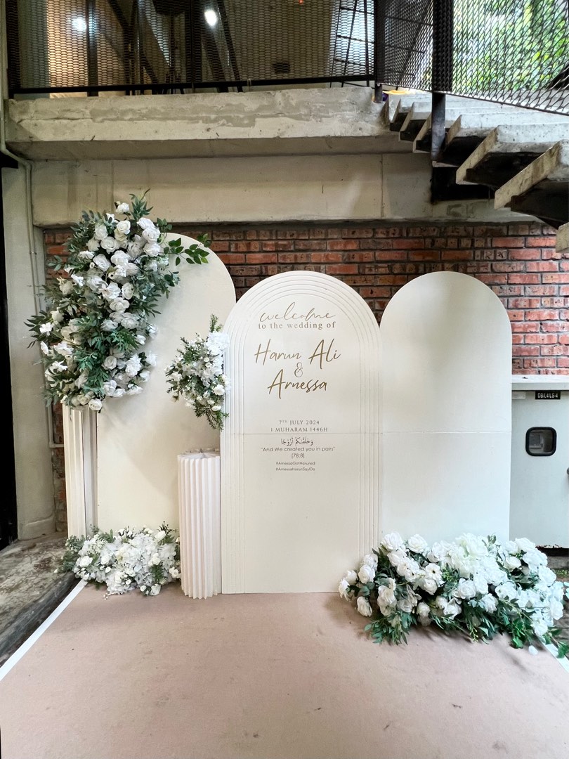 Wedding Backdrop Deco Floral Arrangements Nikah Aqiqah Birthday Props ...