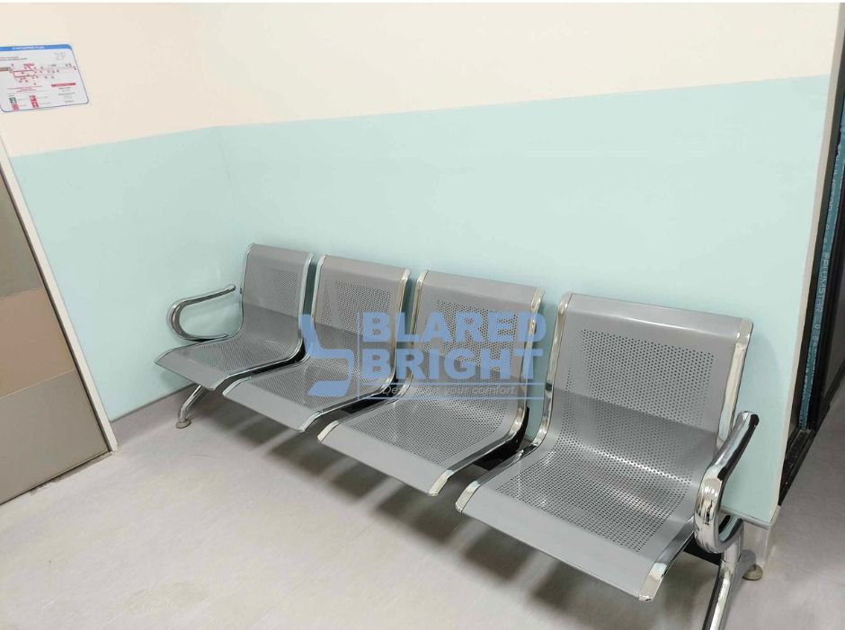 4 seater gray chrome gang chair - office furniture, Furniture & Home ...