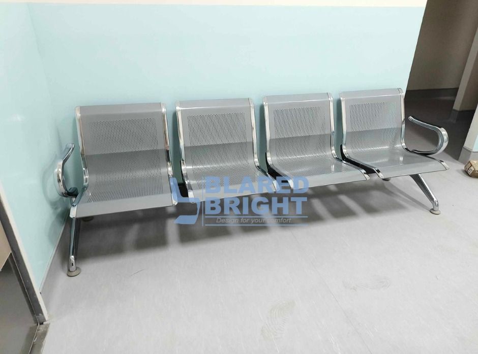 4 seater gray chrome gang chair - office furniture, Furniture & Home ...