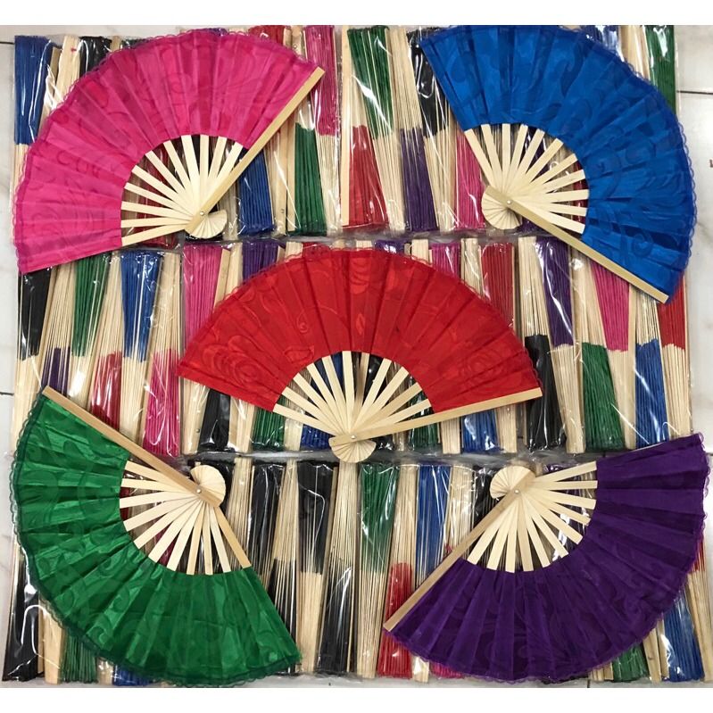 6pcs Bamboo Fan Pamaypay Solid Color Locally Made Bamboo Folding Hand ...