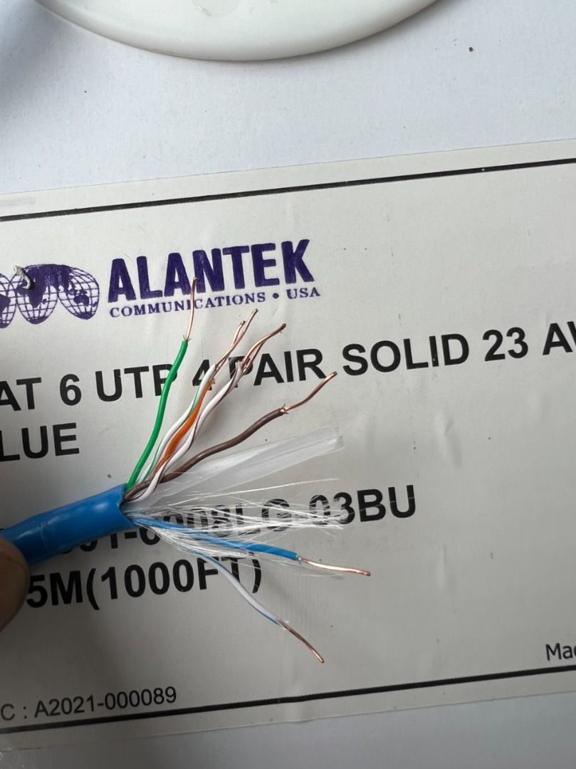 ALANTEK USA CAT6 UTP LAN CABLE PURE COPPER 23AWG 4 TWISTED PAIRS ...