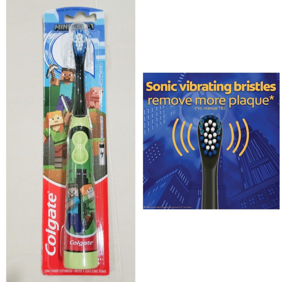 Colgate Kids Battery Powered Minecraft Toothbrush, Extra Soft Kids ...