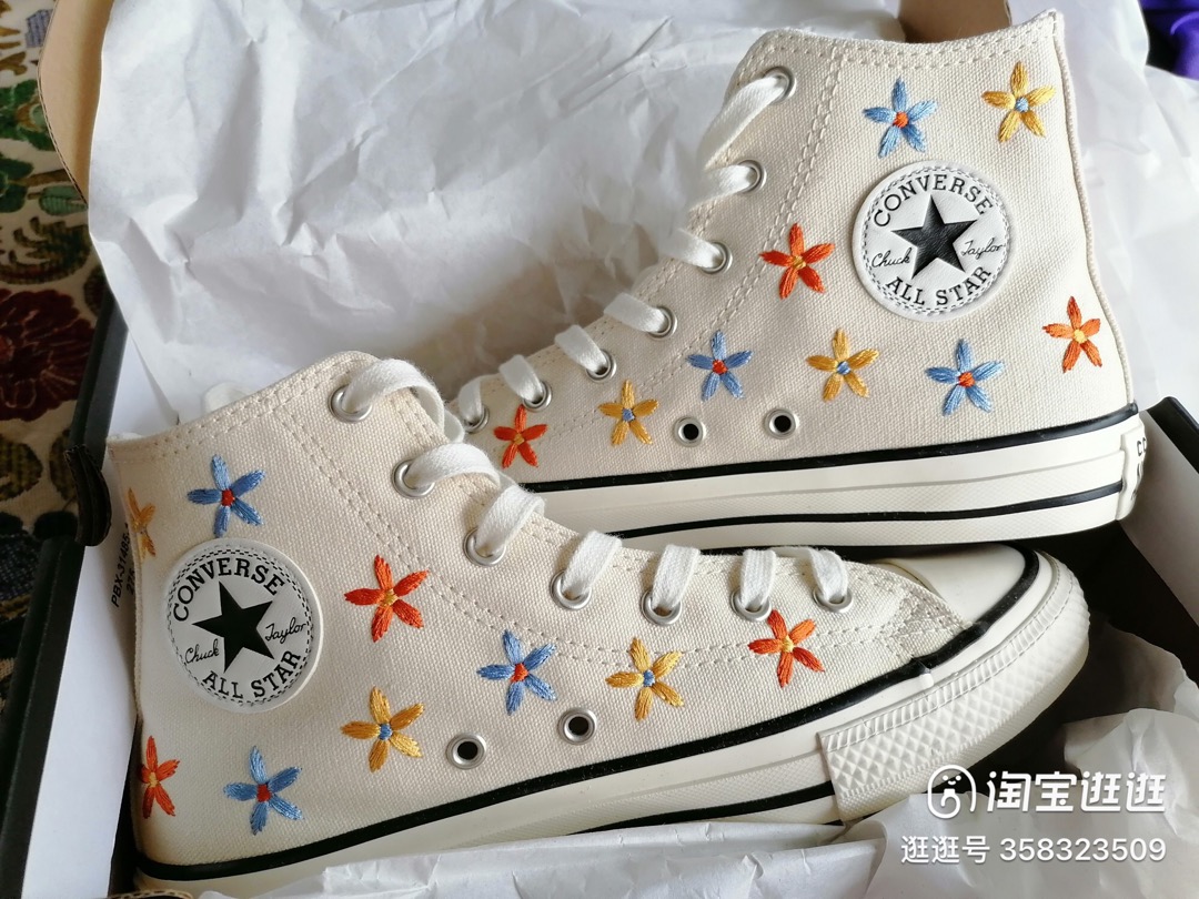 Converse authentic embroidery high cut all star, Women's Fashion ...