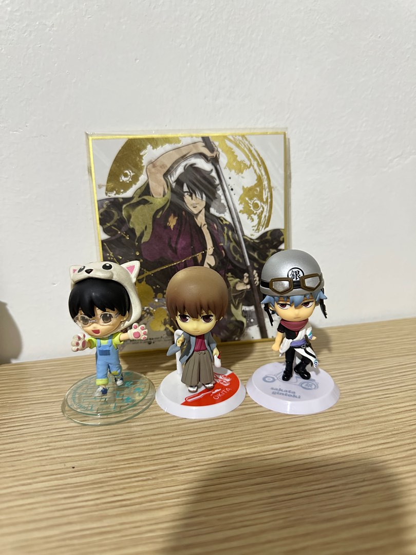 Gintama merch set (chibi kyun figure, shikishi board) gintoki, sougo ...