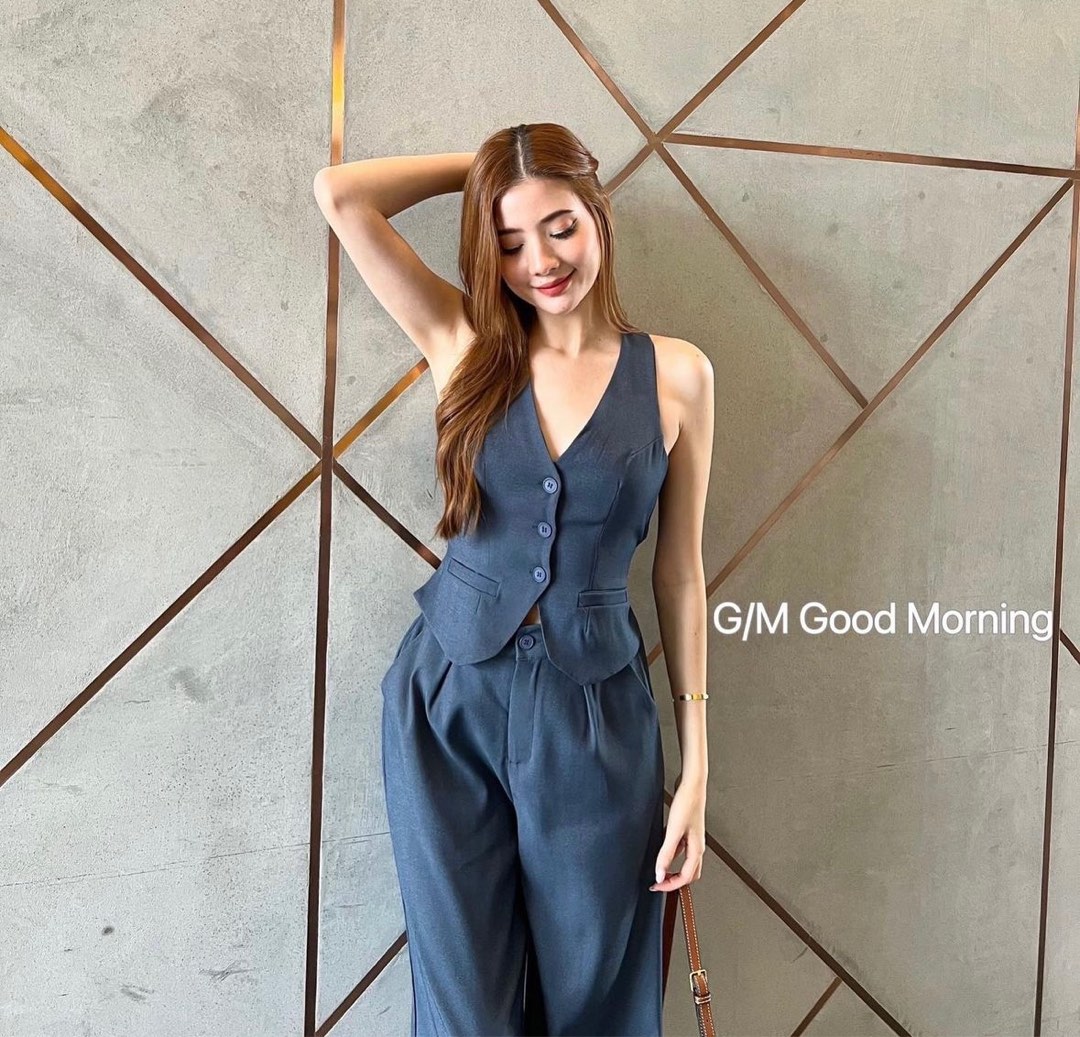 Good Morning Vest Set BKK Coords, Women's Fashion, Dresses & Sets, Sets ...