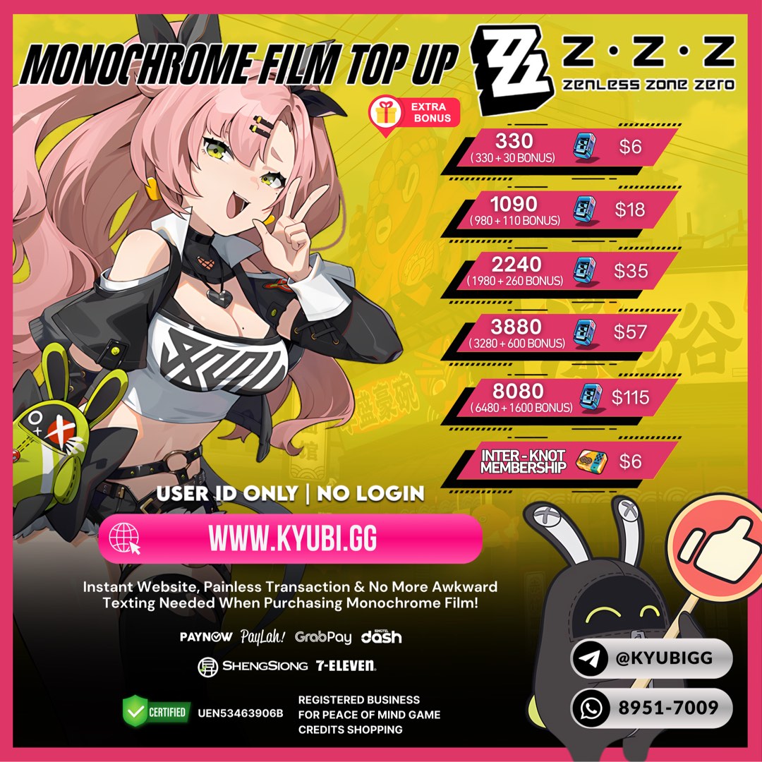 [INSTANT | 24/7 WEB] Zenless Zone Zero Monochrome Top Up | Zenless Zone ...