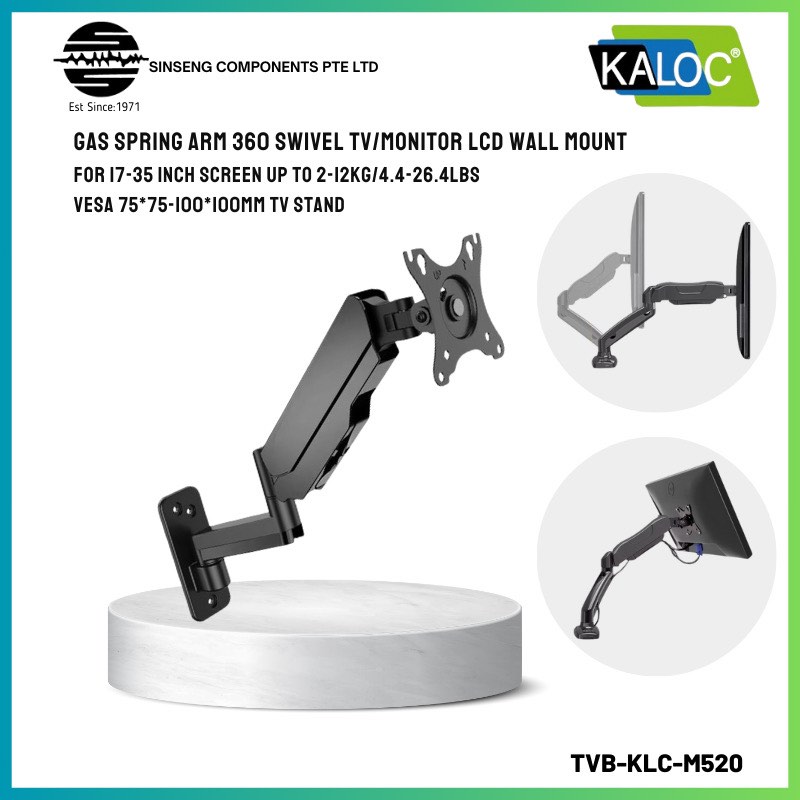 KALOC M520 for 17inch to 35 inch Gas Spring Arm 360 Swivel TV/Monitor ...