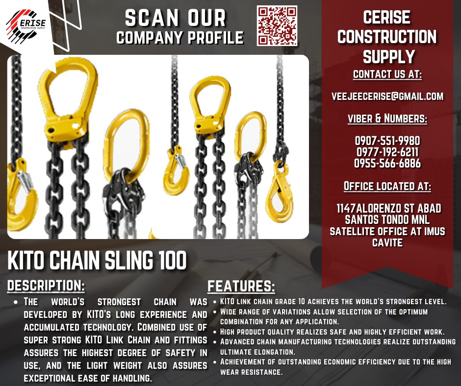 KITO CHAIN SLINGS 100, Commercial & Industrial, Construction Tools ...