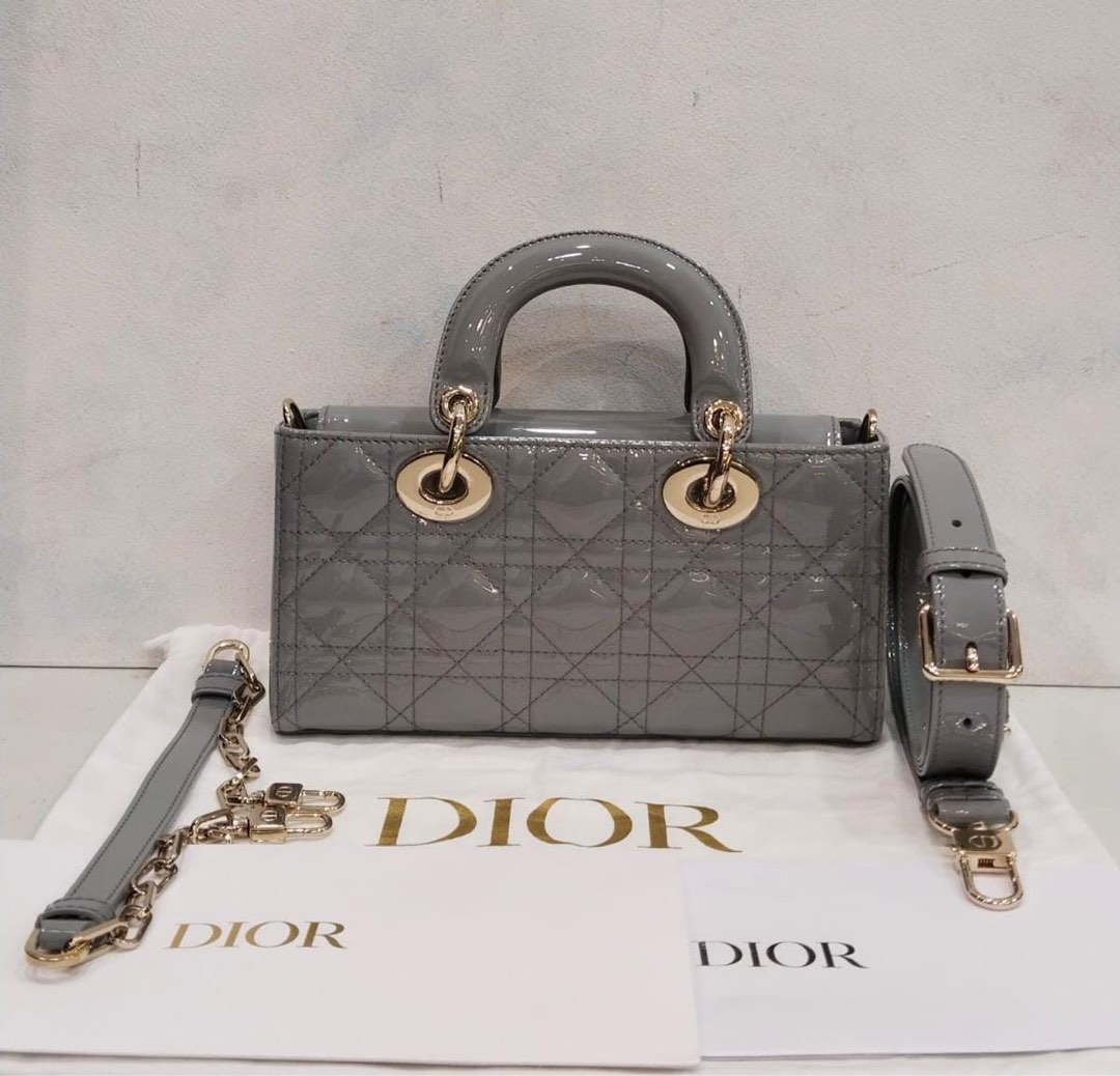 Lady dior d-joy small grey patent ghw 2023, Barang Mewah, Tas & Dompet ...