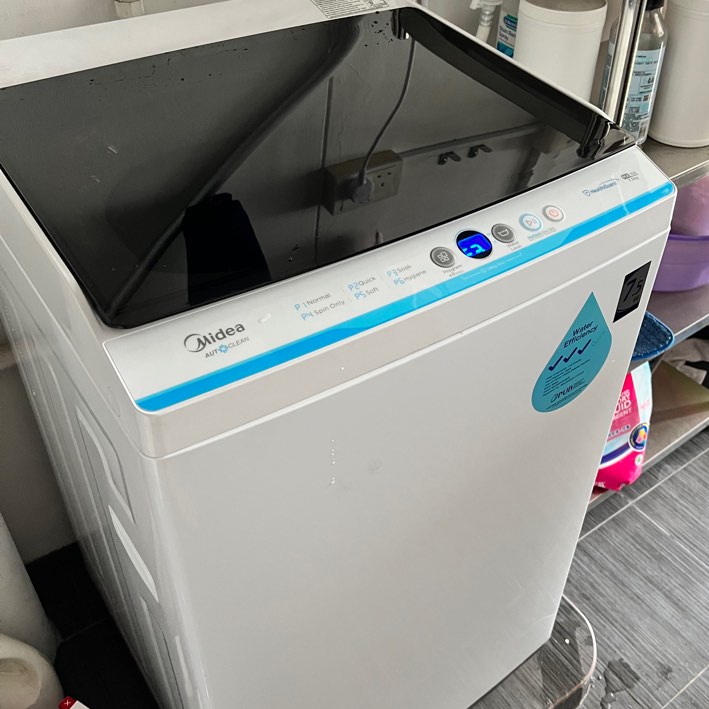 Midea MA100W75W White Top Load Washer, 7.5kg, Water Efficiency 3 Ticks ...