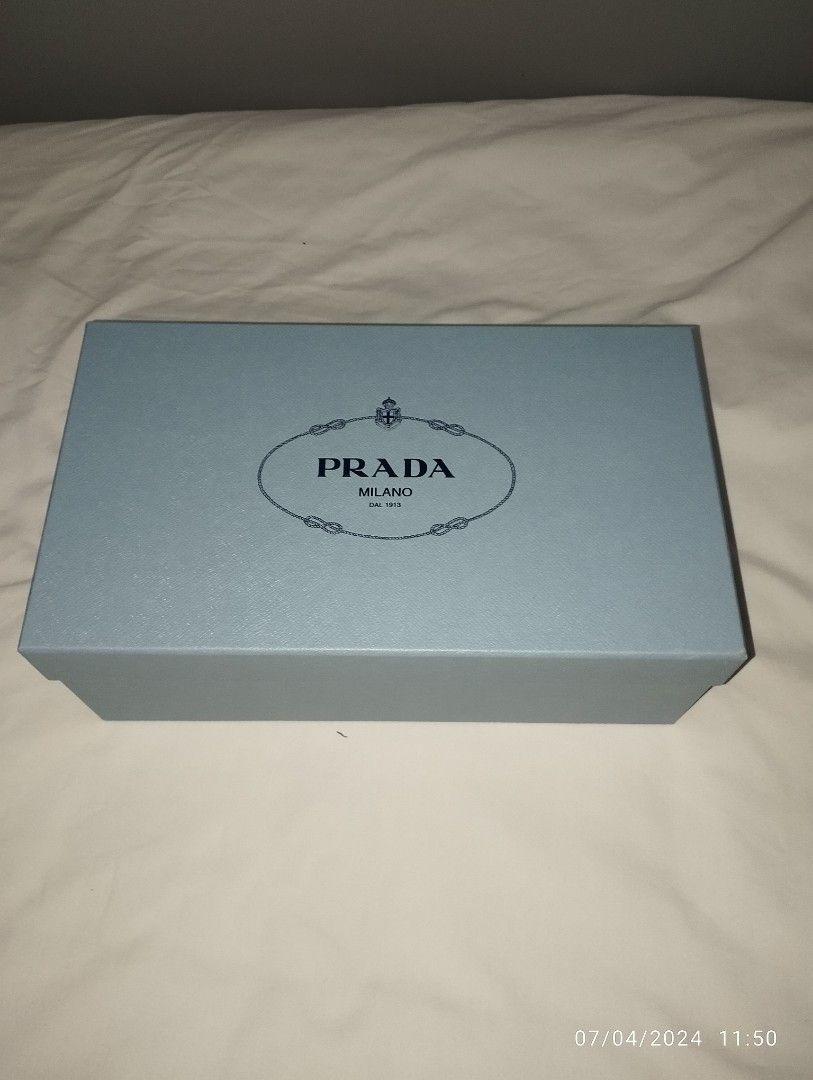 Prada shoes box (blue), Luxury, Accessories on Carousell