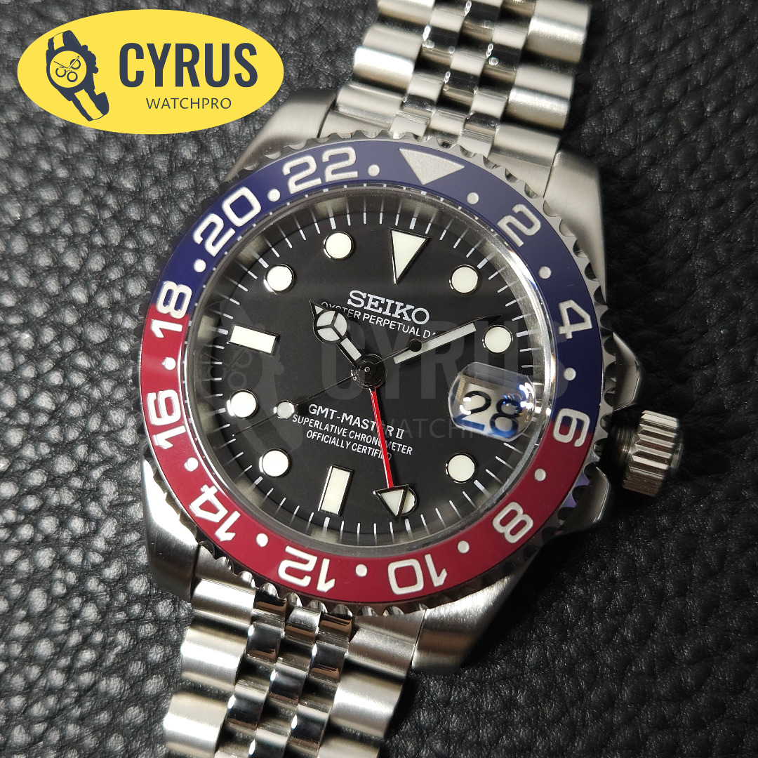 Seiko Mod GMT Master II "Pepsi" Ceramic High Grade Ceramic 40mm NH34 ...