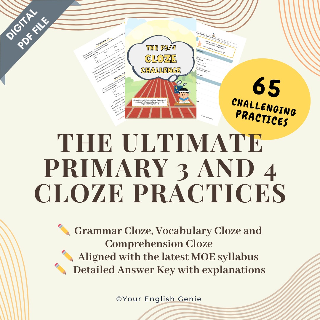 Primary 3 and 4 Cloze Practices (Grammar Cloze, Vocabulary Cloze ...