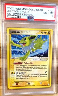 BGS 8 Jolteon Gold Star EX Power Keepers 2007 yellow cat, Hobbies & Toys, Toys & Games on Carousell