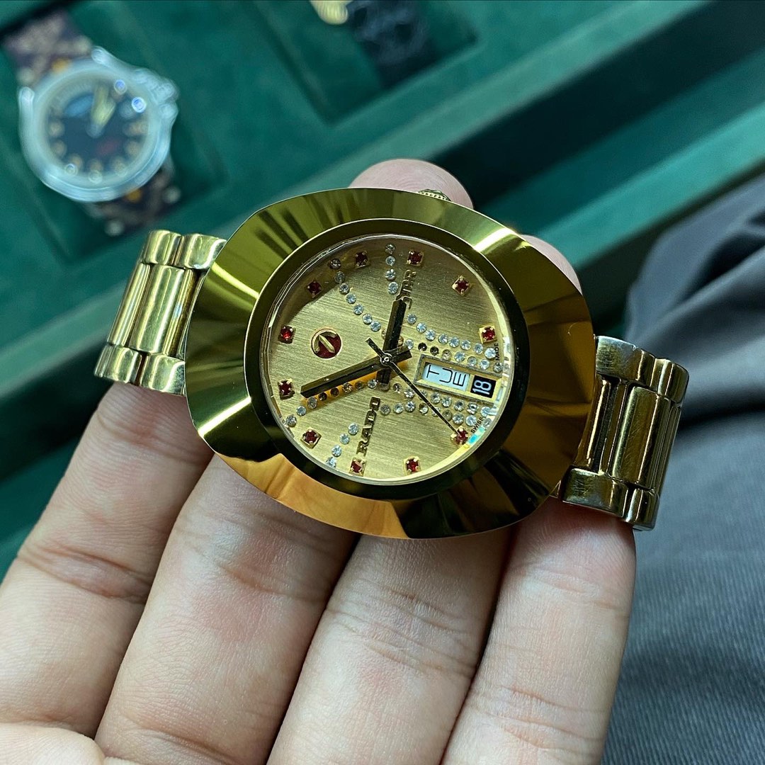 Rado Diastar Day Date Diamond Dial Automatic Movement, Fesyen Pria, Jam ...