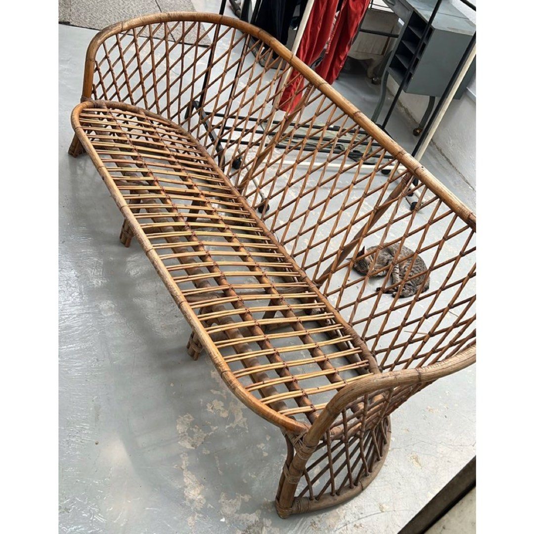 Rare Rattan Lounge Chair Frame 6 feet (3/4 seater), Furniture & Home ...