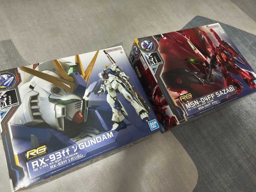 RG FF Nu Gundam & FF Sazabi set (Gundam Base), Hobbies & Toys, Toys & Games on Carousell