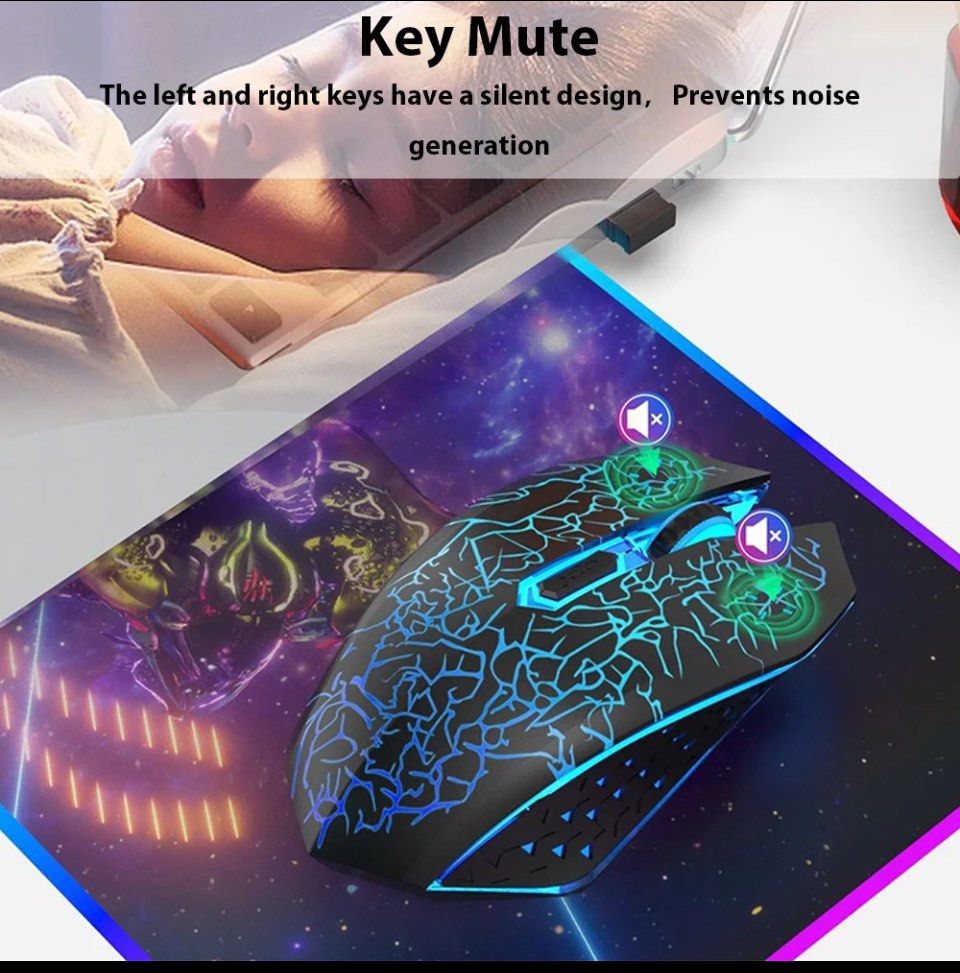 RGB Wireless Gaming Mouse with Rainbow backlit Effect/ Wireless Mouse ...