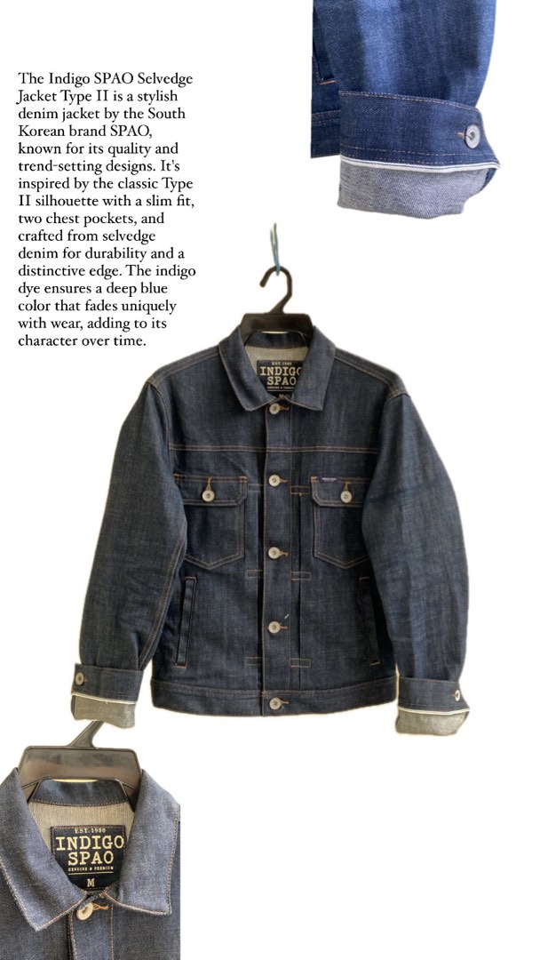 Selvedge Denim Jacket Type II Indigo Spao, Men's Fashion, Coats ...