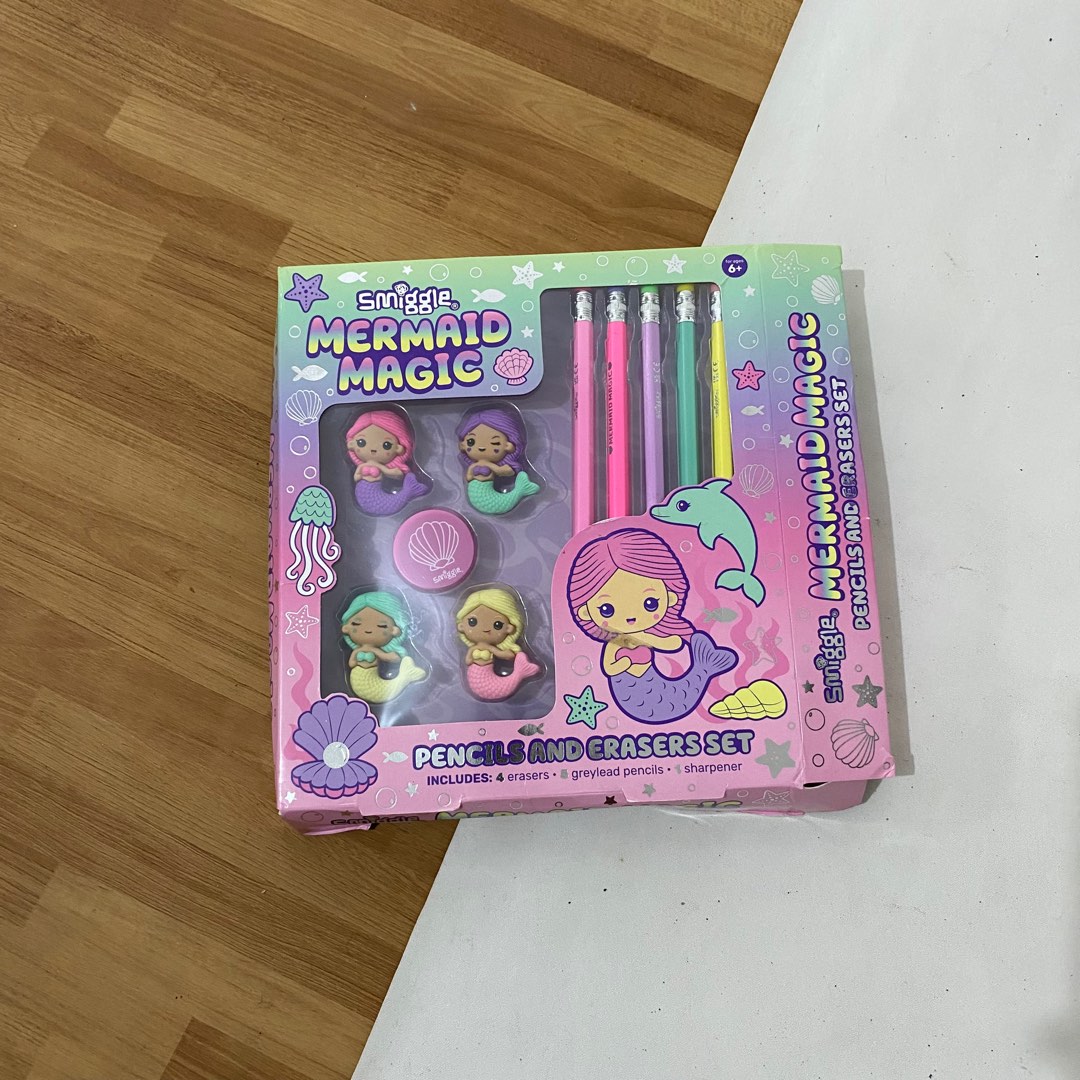 Smiggle Mermaid Magic Pencil and Eraser Set, Toys & Collectibles ...