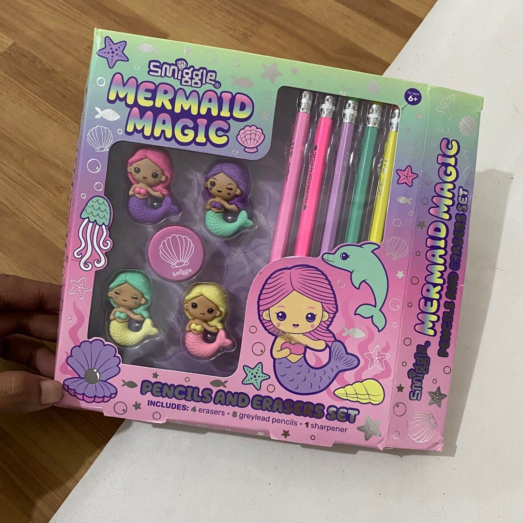 Smiggle Mermaid Magic Pencil and Eraser Set, Toys & Collectibles ...