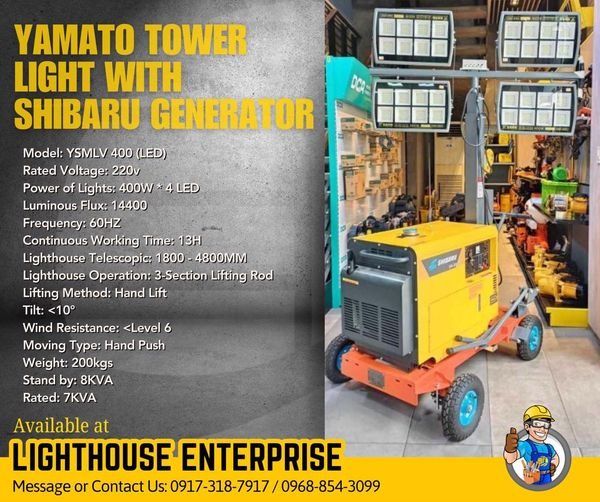 YAMATO TOWER LIGHT with SHIBARU 7KVA SILENT TYPE GENERATOR (YSML400 ...